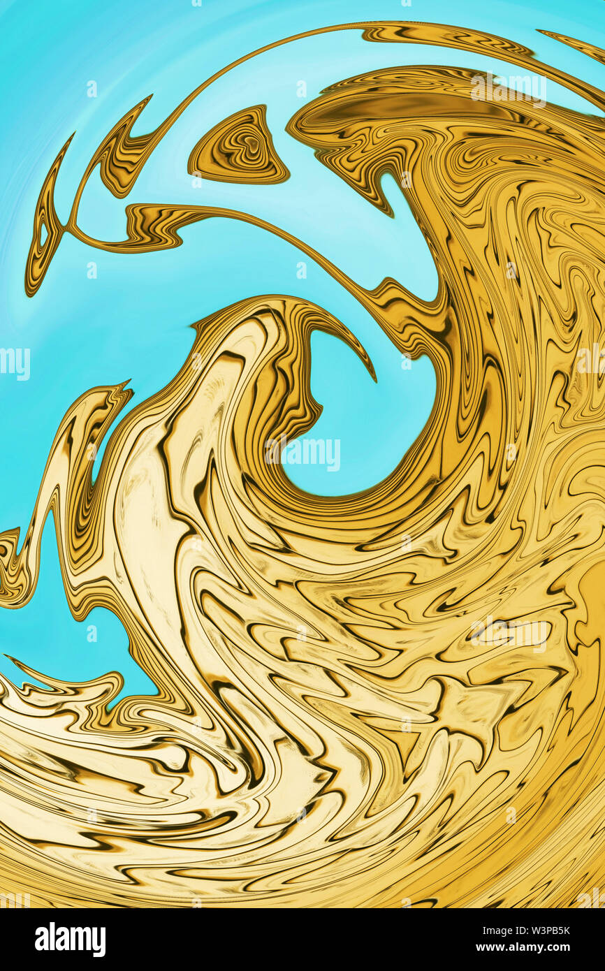 Abstract liquid gold design pattern. Graphic painting in golden color ...