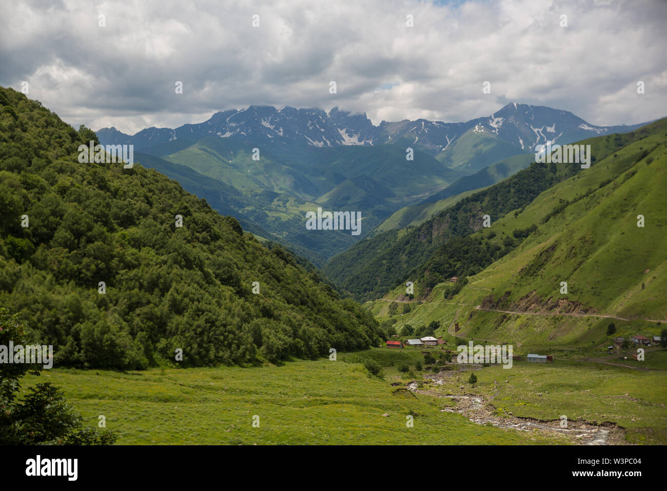 View of Mountains and road to Tusheti region at summer. Georgia Stock ...