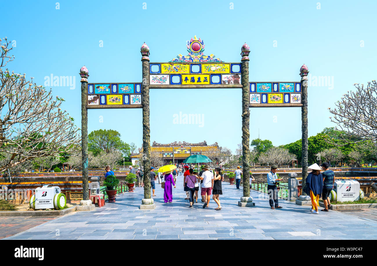 Tourists sightseeing in the imperial Forbidden Citadel. The place that ...