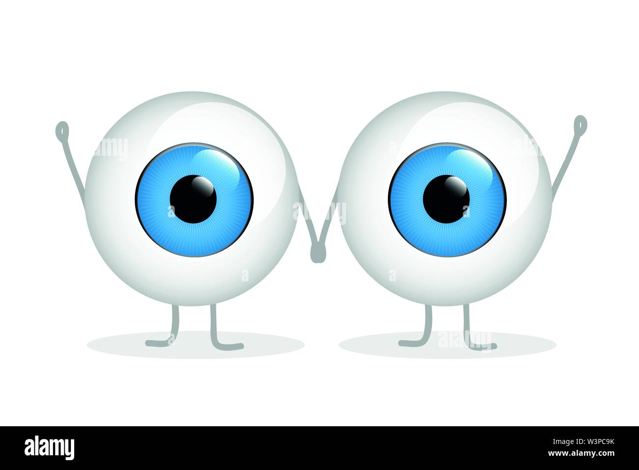 two happy blue eyes holding hands isolated on white background vector ...