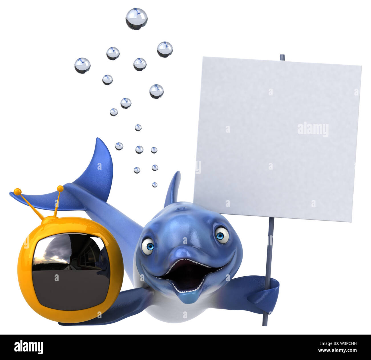 Fun dolphin - 3D Illustration Stock Photo - Alamy