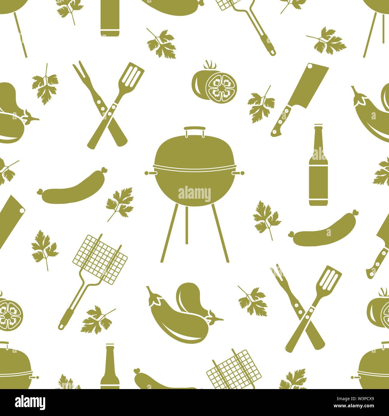Seamless pattern with grill and barbecue tools. BBQ party background ...