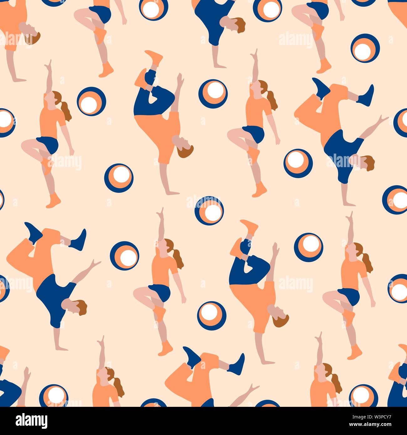 Vector seamless pattern with dancing people. Dance party, competition ...