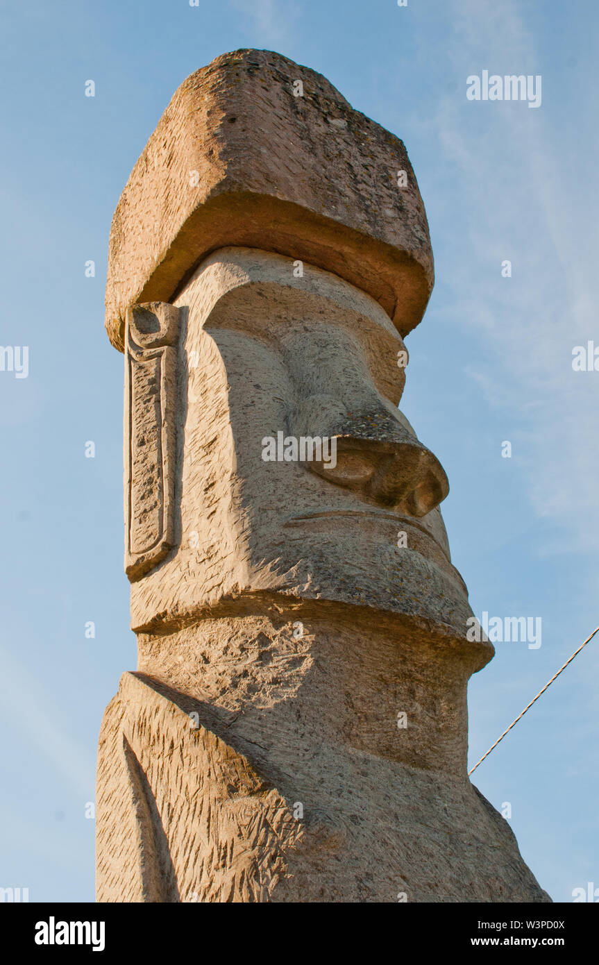 Europe, Italy, Lazio, Vitorchiano, the Moai in peperino stone Stock ...