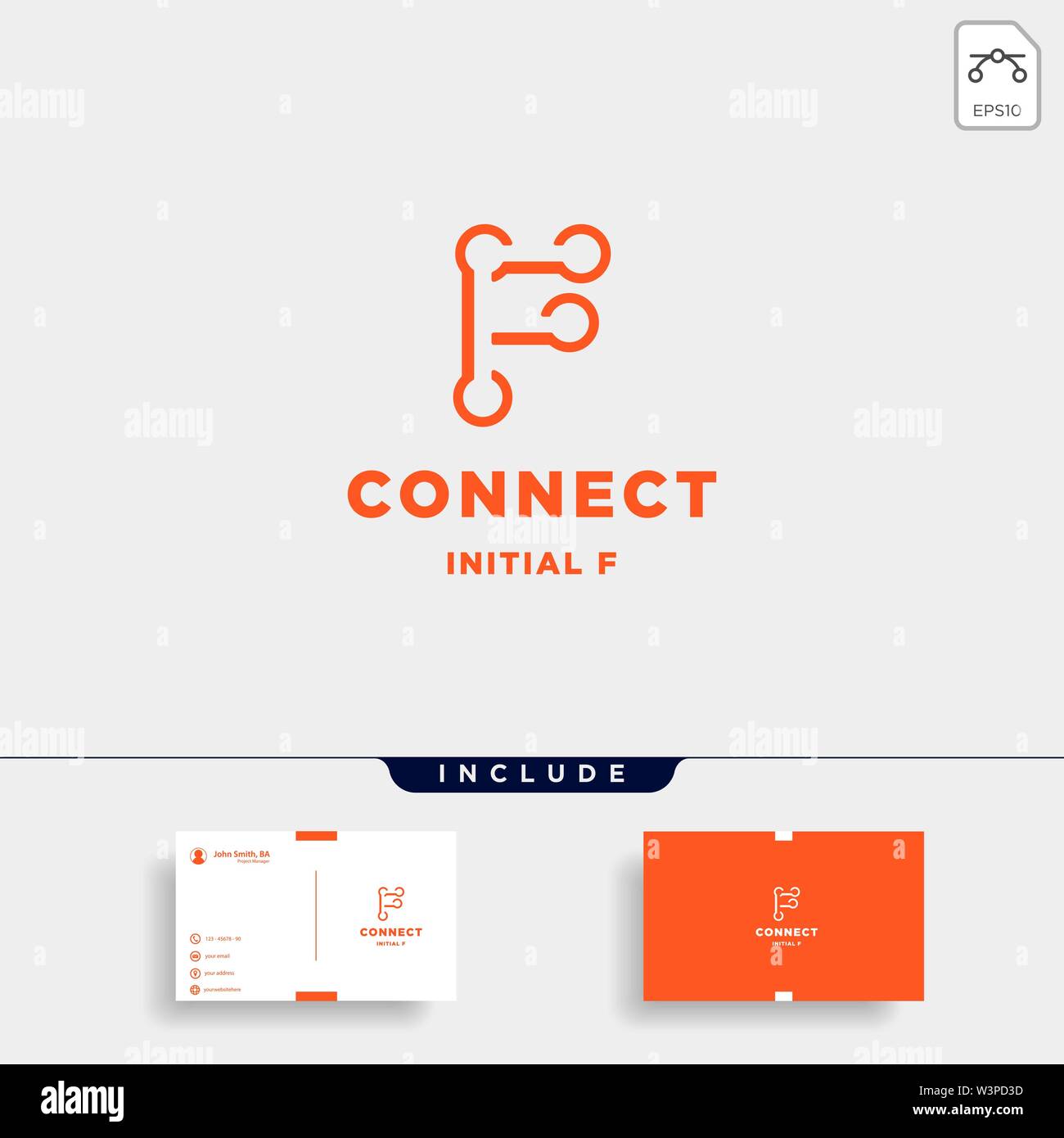 initial f connection logo design technology symbol icon alphabet Stock ...