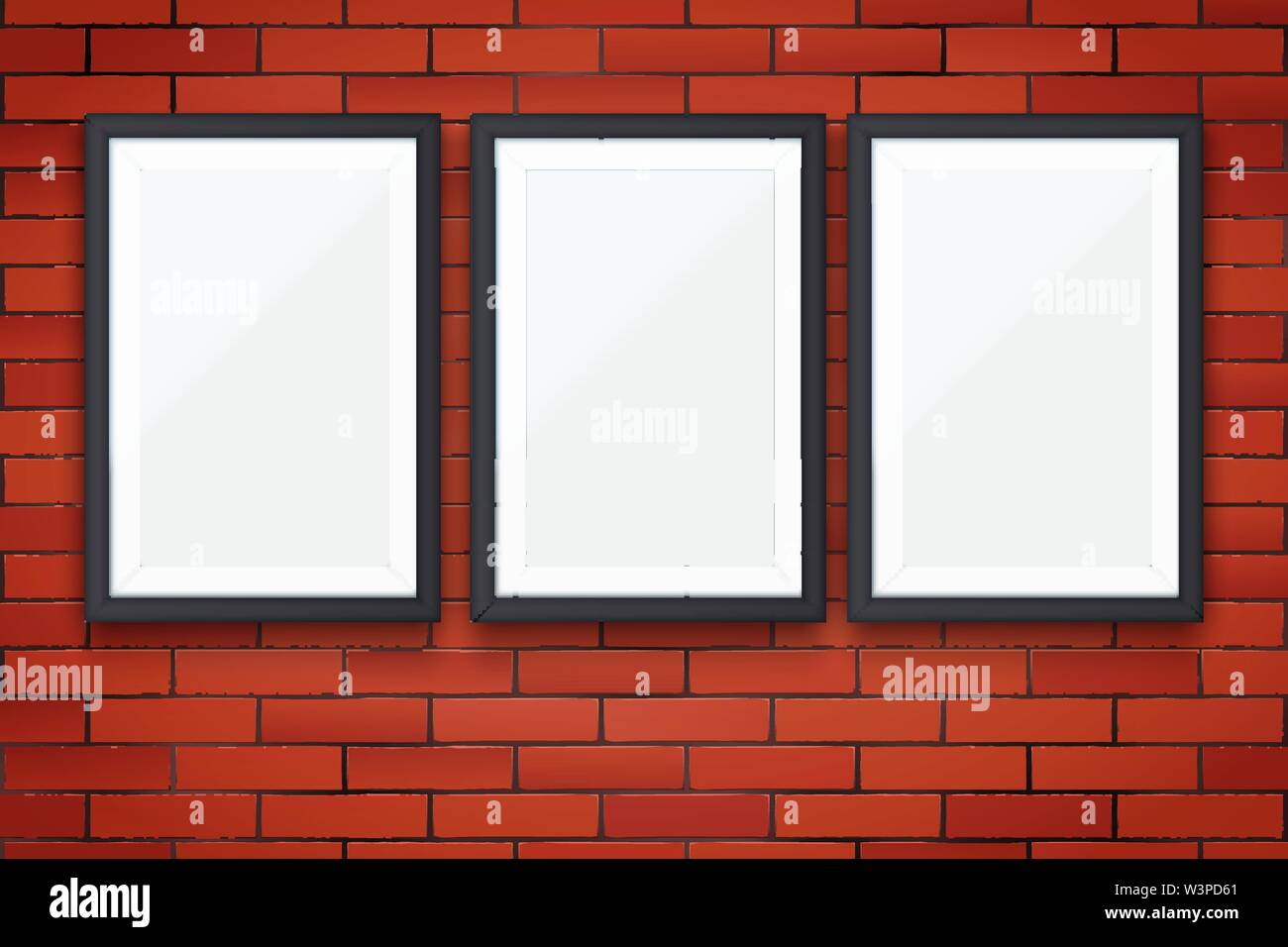 Red brick wall with picture frames Stock Vector Image & Art - Alamy