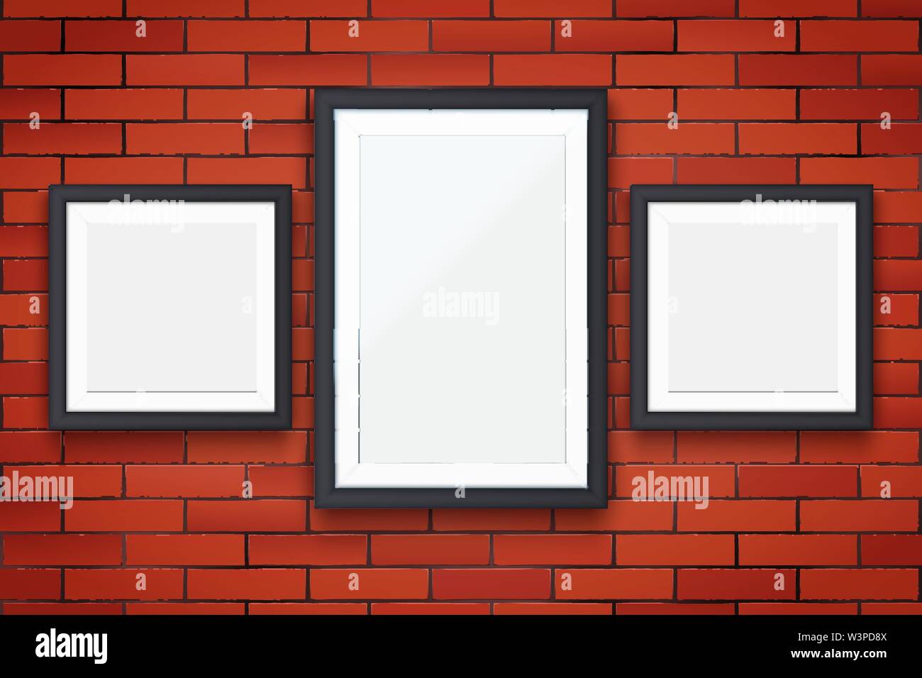 Red brick wall with picture frames Stock Vector Image & Art - Alamy