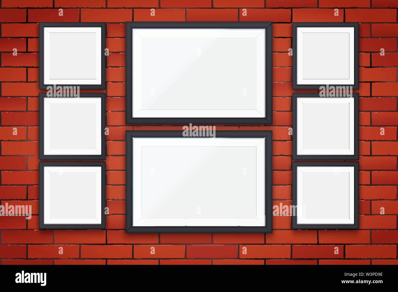 Red brick wall with picture frames Stock Vector Image & Art - Alamy