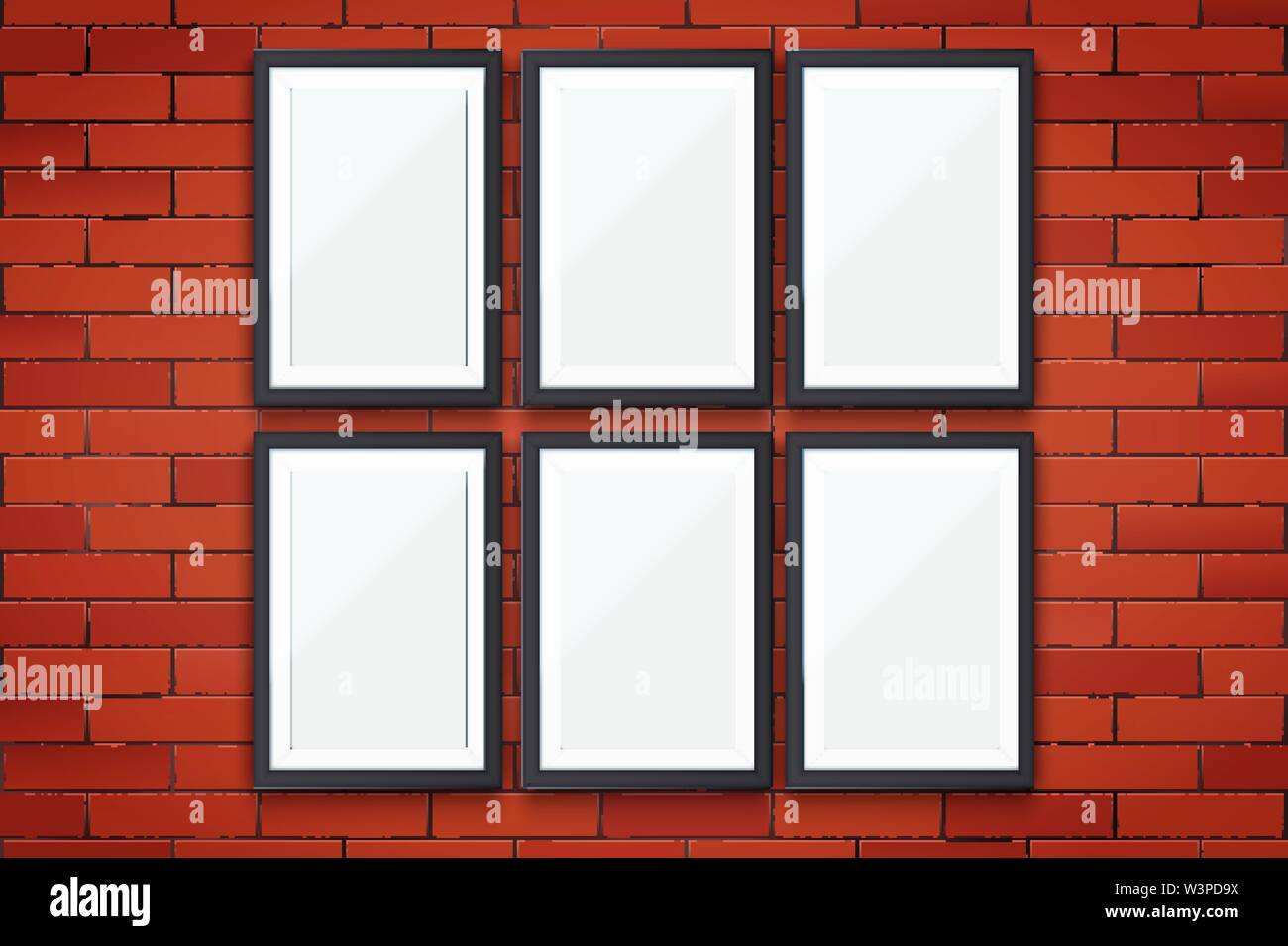Red brick wall with picture frames Stock Vector Image & Art - Alamy