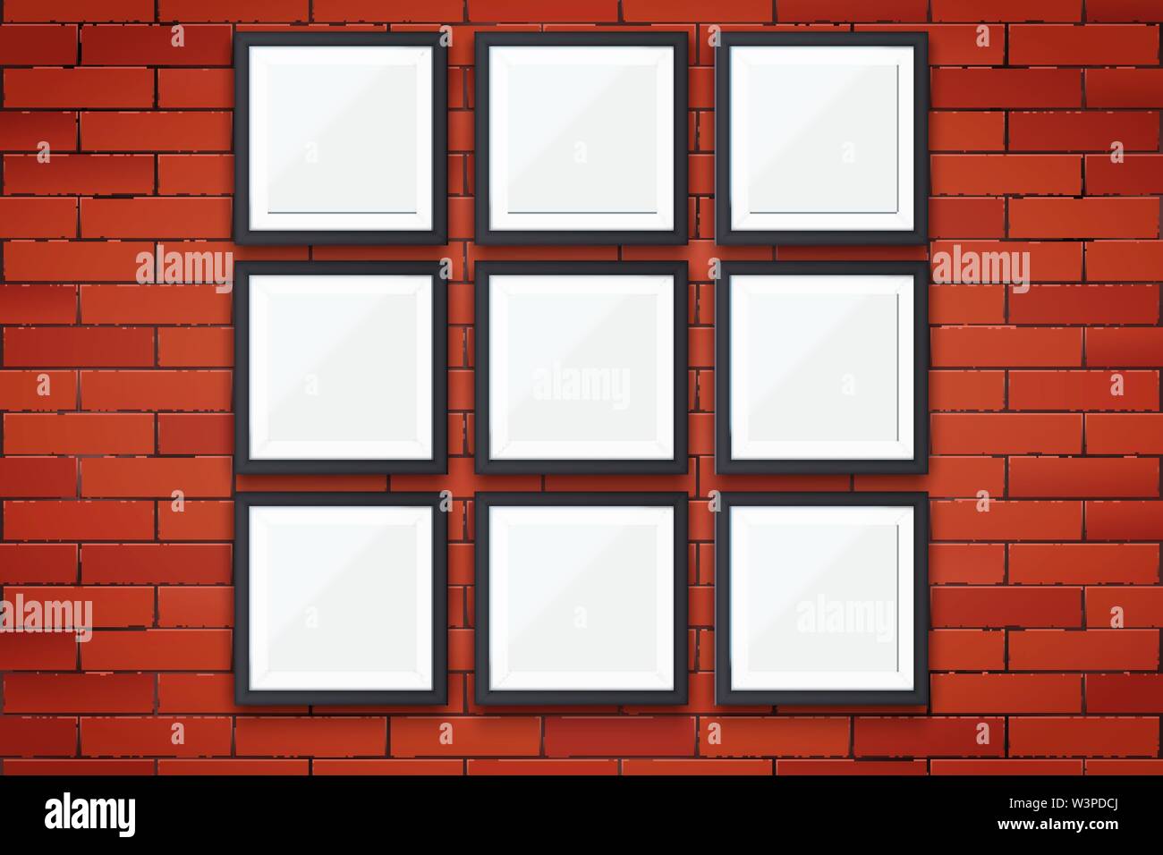 Red brick wall with picture frames Stock Vector Image & Art - Alamy