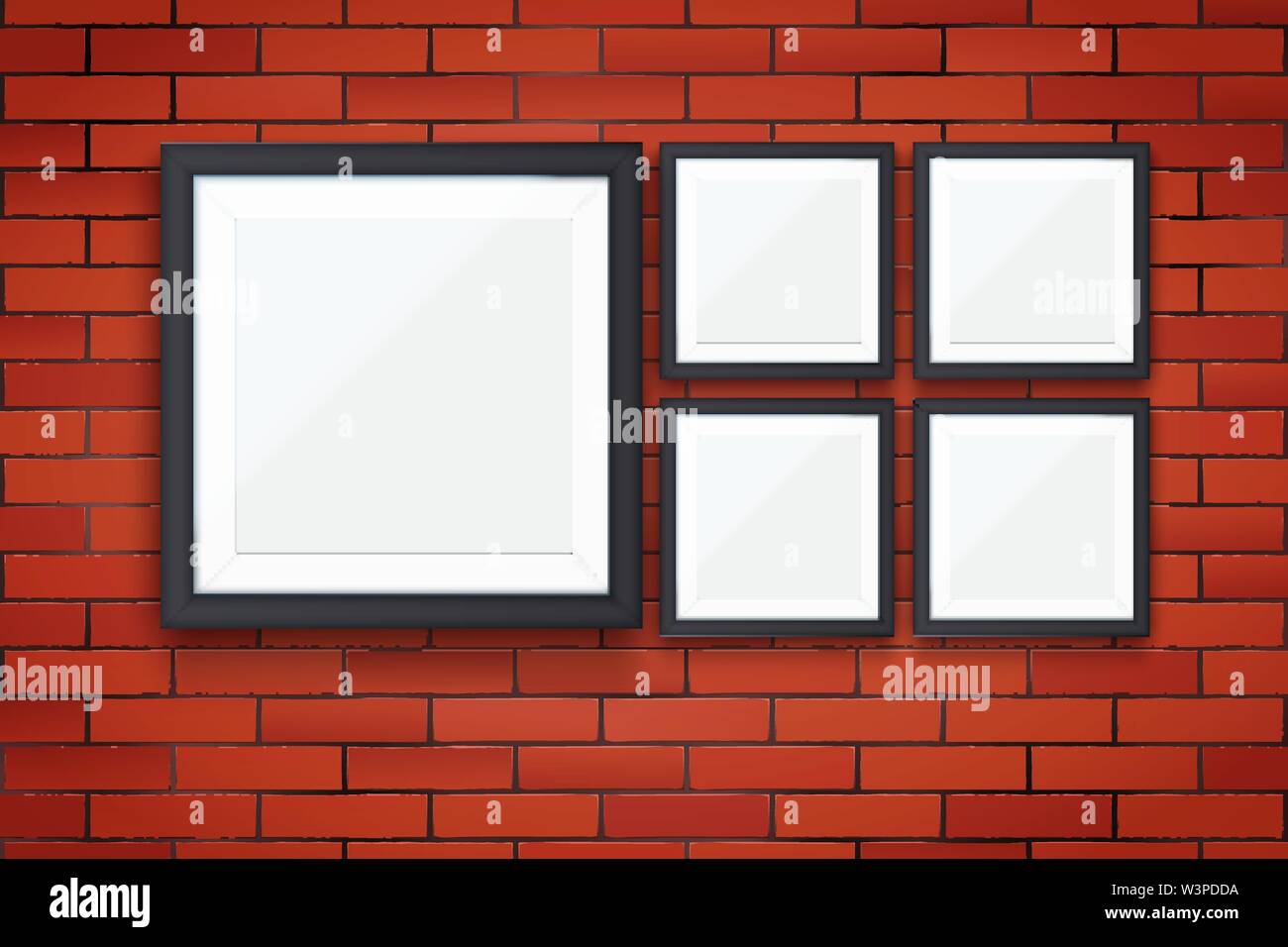 Red brick wall with picture frames Stock Vector Image & Art - Alamy