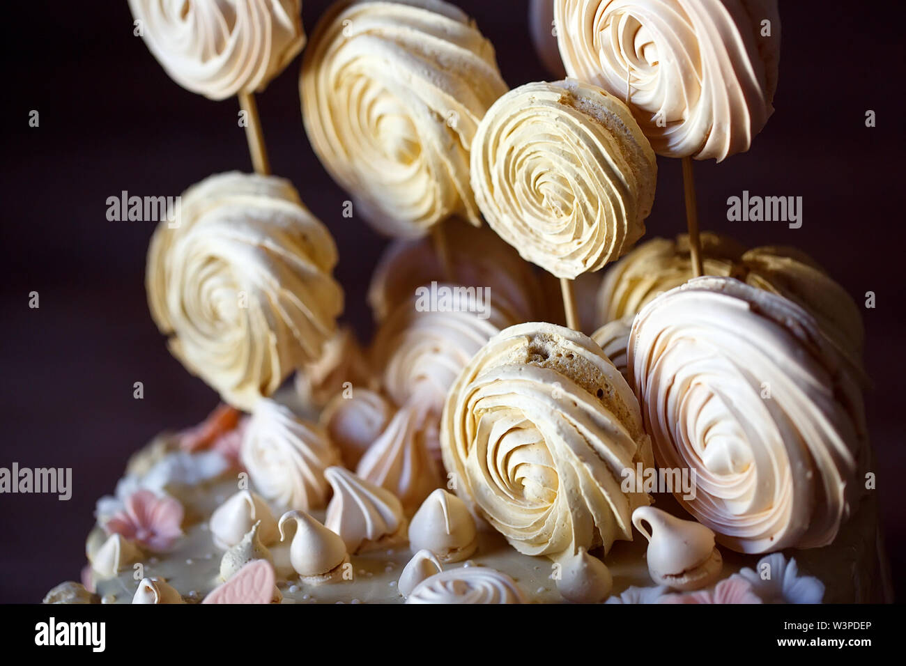 Cake with meringue as sweet treat and dessert Stock Photo - Alamy