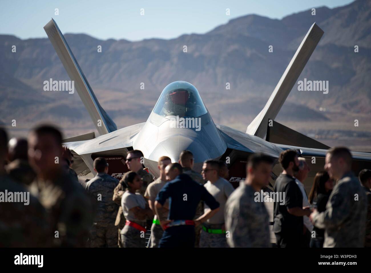 An F-22 Raptor fighter jet assigned to 422 Testing Evaluation Squadron ...