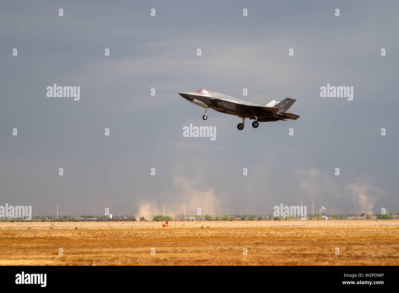 An F-35A Lightning II assigned to the 63rd Fighter Squadron lands ...