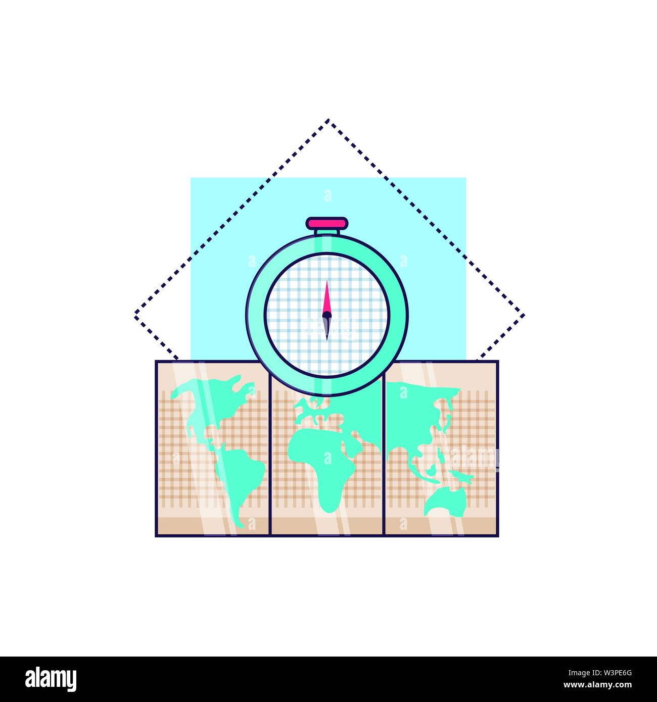 compass guide device with paper map vector illustration design Stock ...