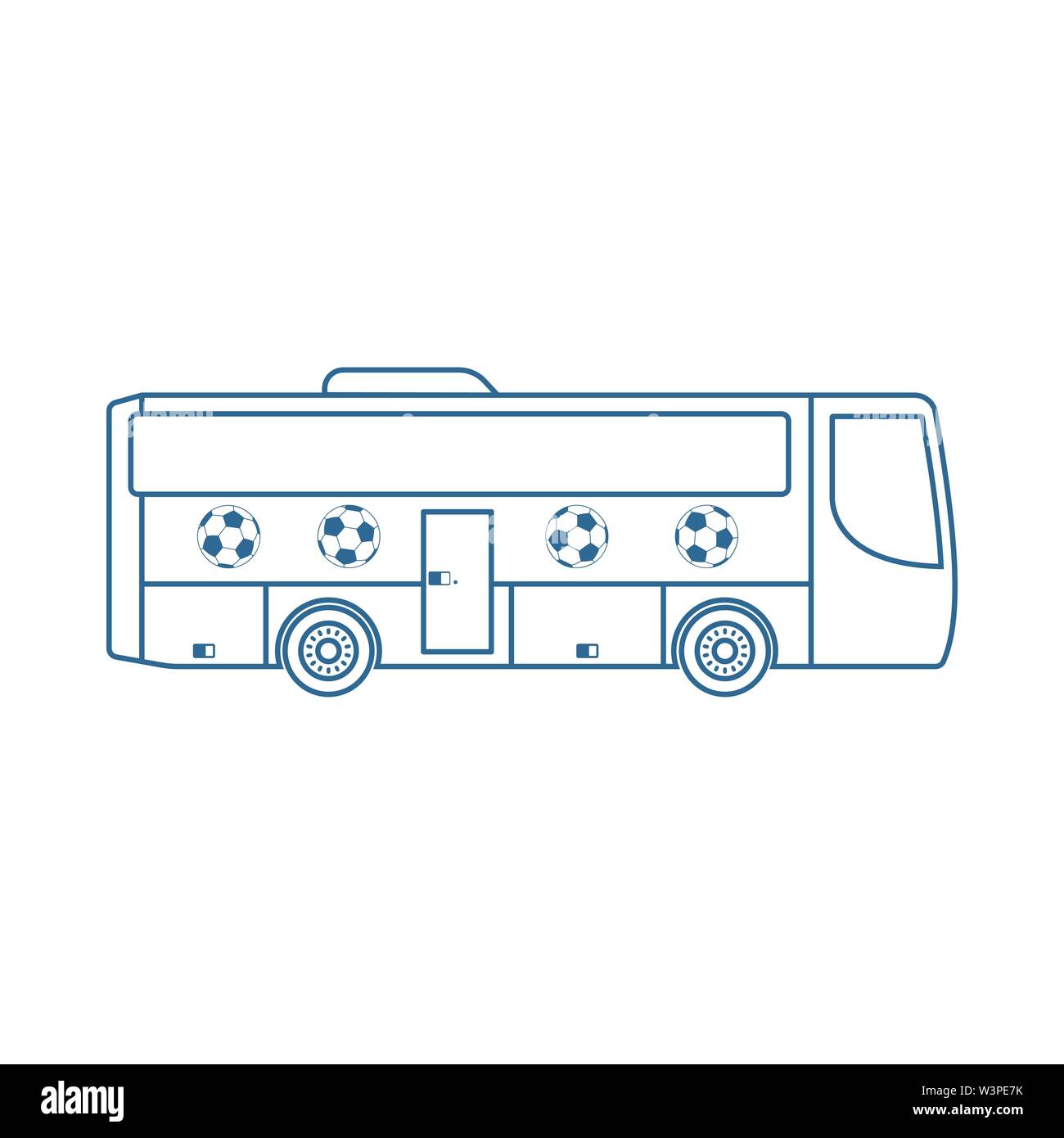 Football Fan Bus Icon. Thin Line With Blue Fill Design. Vector ...