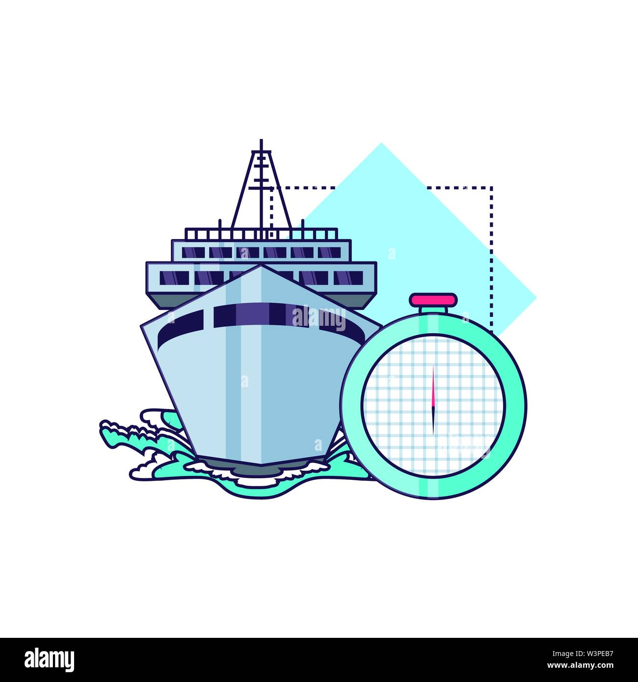 ship cruise boat with compass guide vector illustration design Stock ...