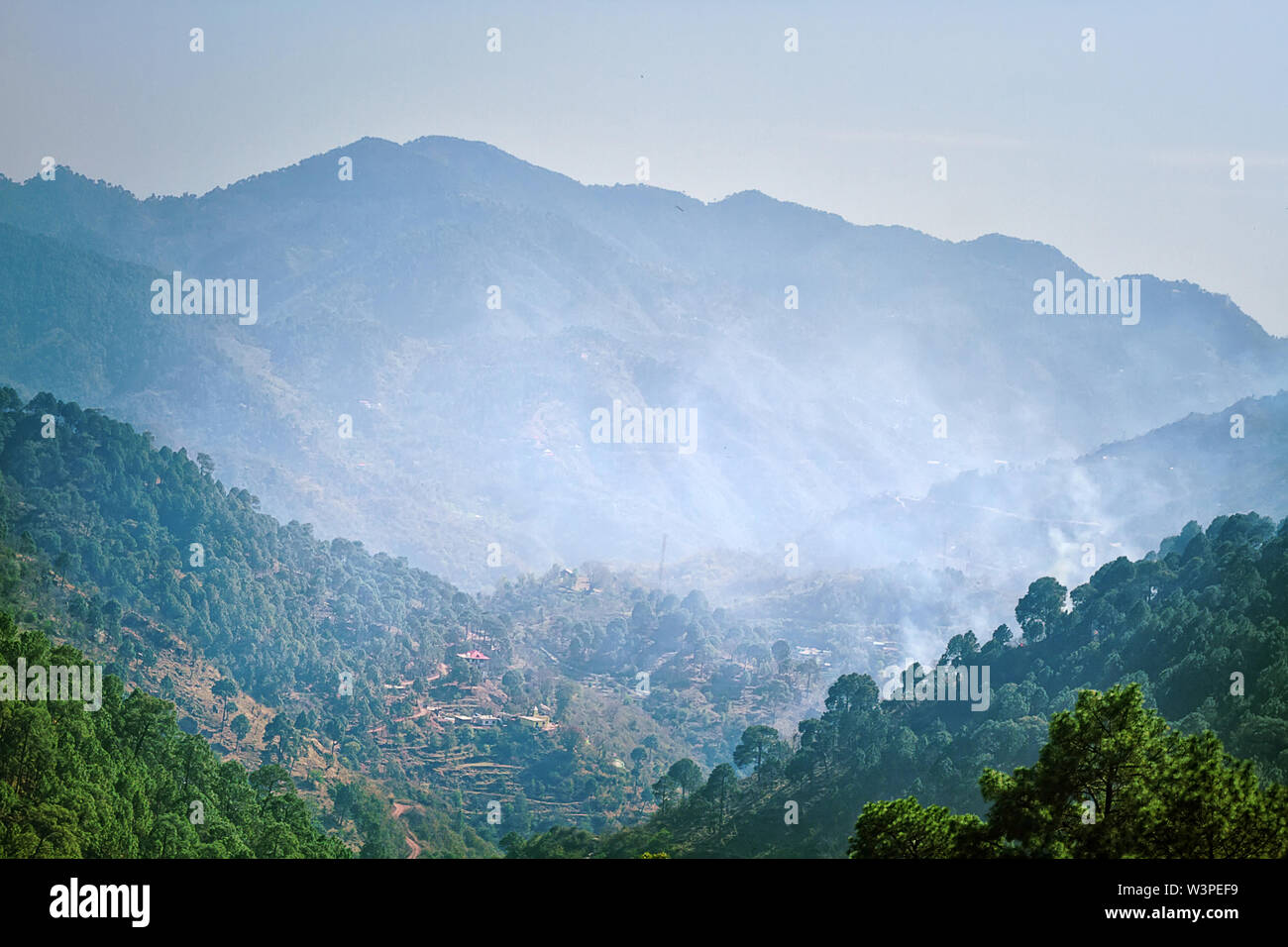 Spring mountain landscape of Outer Himalayas, Himachal Pradesh, India ...