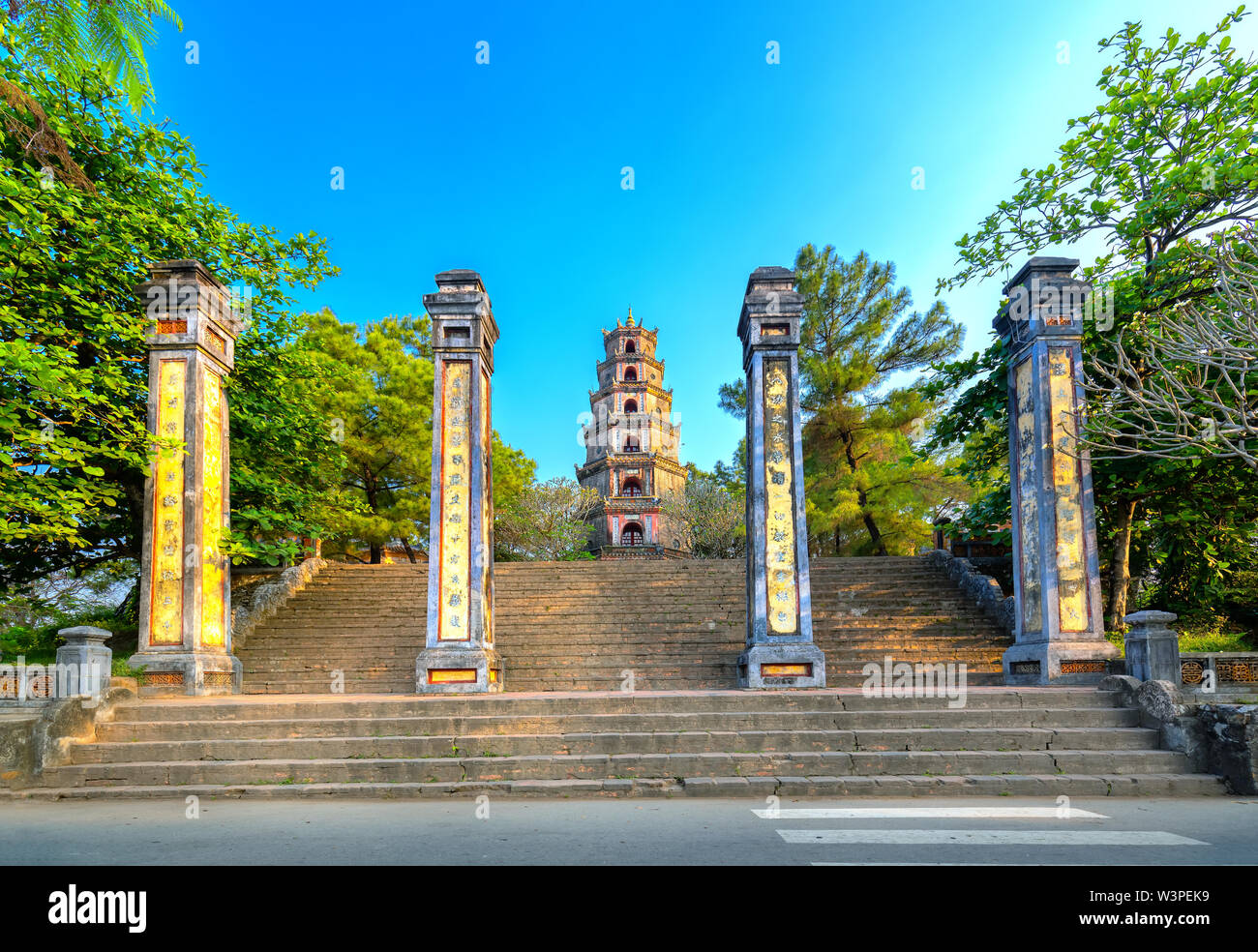 Thien Mu Pagoda in Hue City, Vietnam. This is the ancient temples from ...