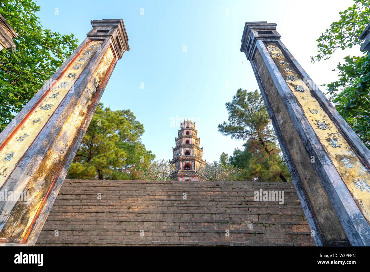 Thien Mu Pagoda in Hue City, Vietnam. This is the ancient temples from ...