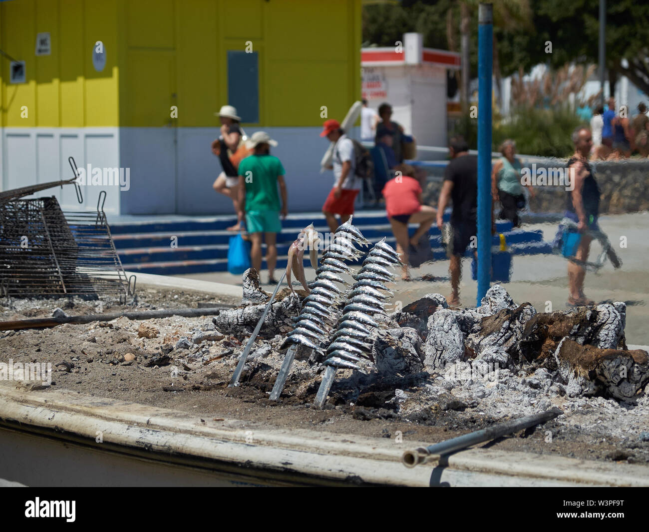 Espetos de sardinas grilled sardines. Typical way to cook sardines in ...