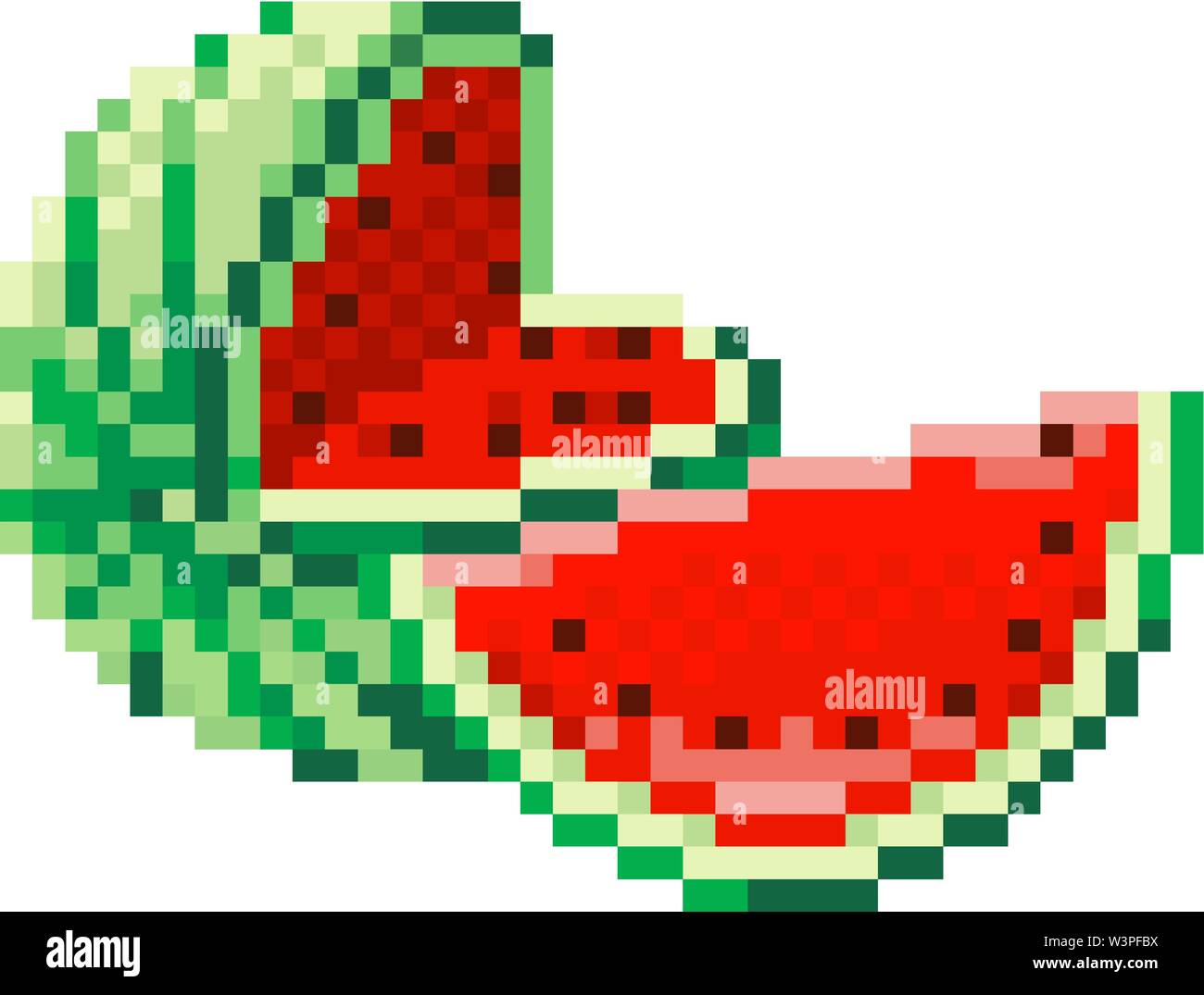 Watermelon Pixel Art 8 Bit Video Game Fruit Icon Stock Vector Image ...