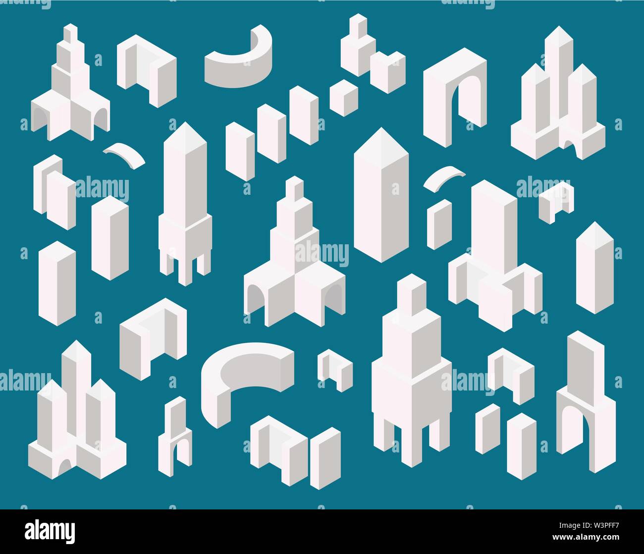 Isometric town constructor set for creating your city map. Simple ...