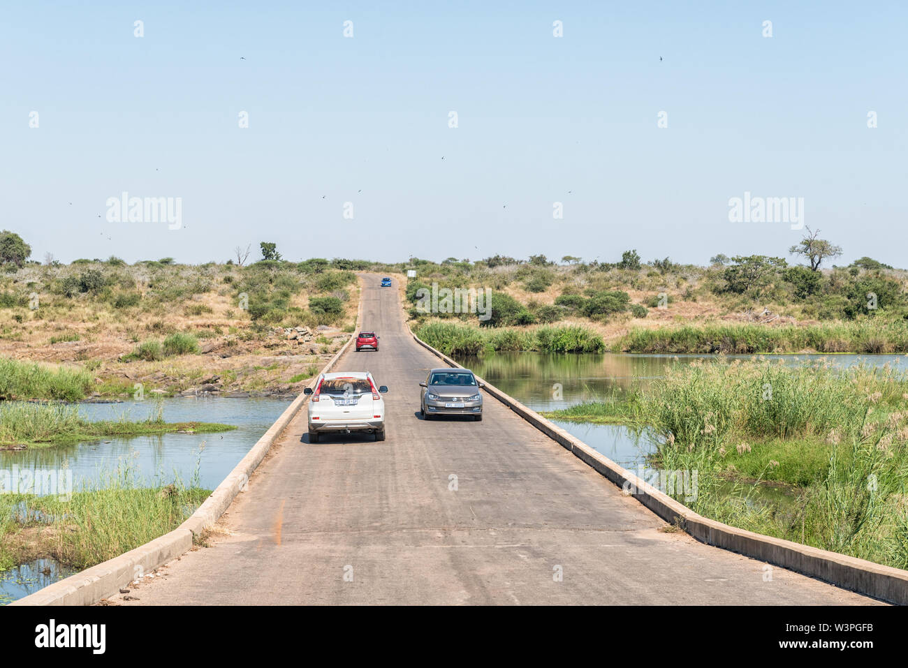 KRUGER NATIONAL PARK, SOUTH AFRICA - MAY 4, 2019: The low level bridge ...
