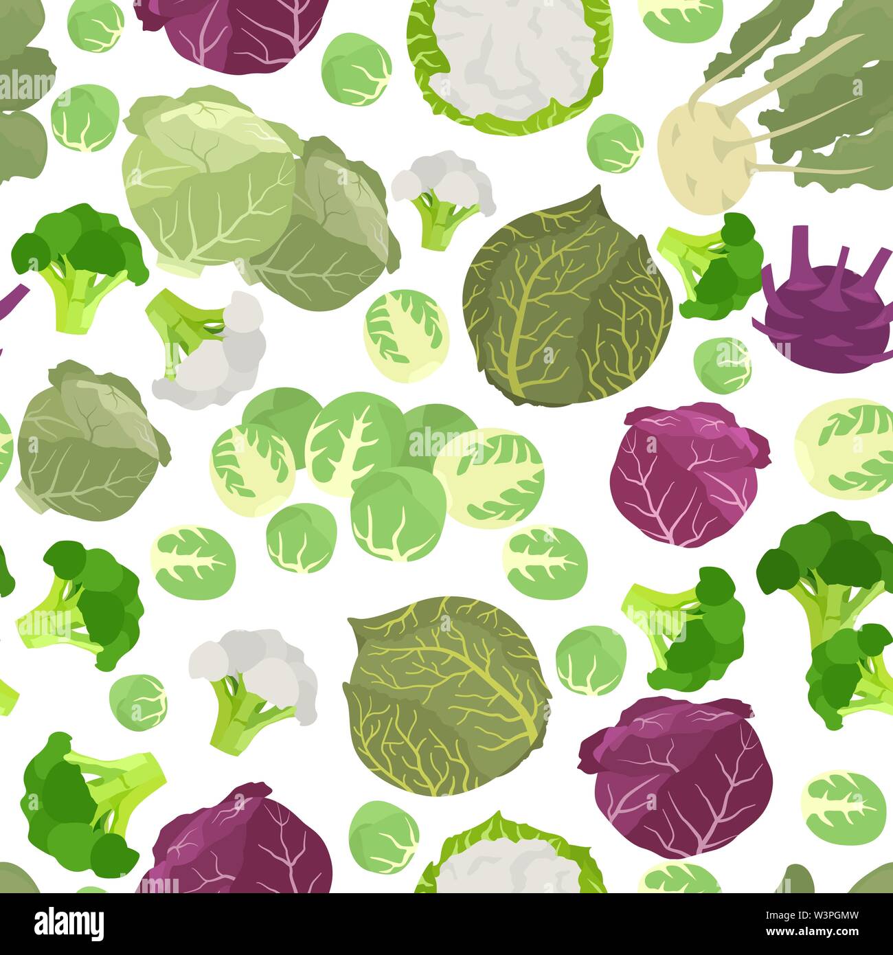 Cabbage beneficial features seamless pattern. Gardening, farming. Flat ...
