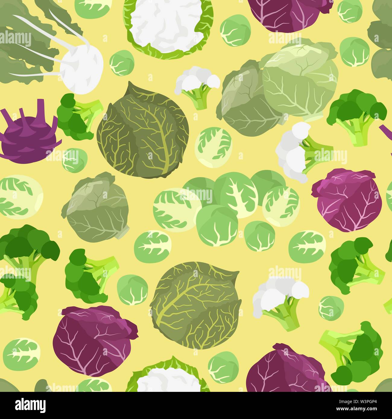 Cabbage beneficial features seamless pattern. Gardening, farming. Flat ...