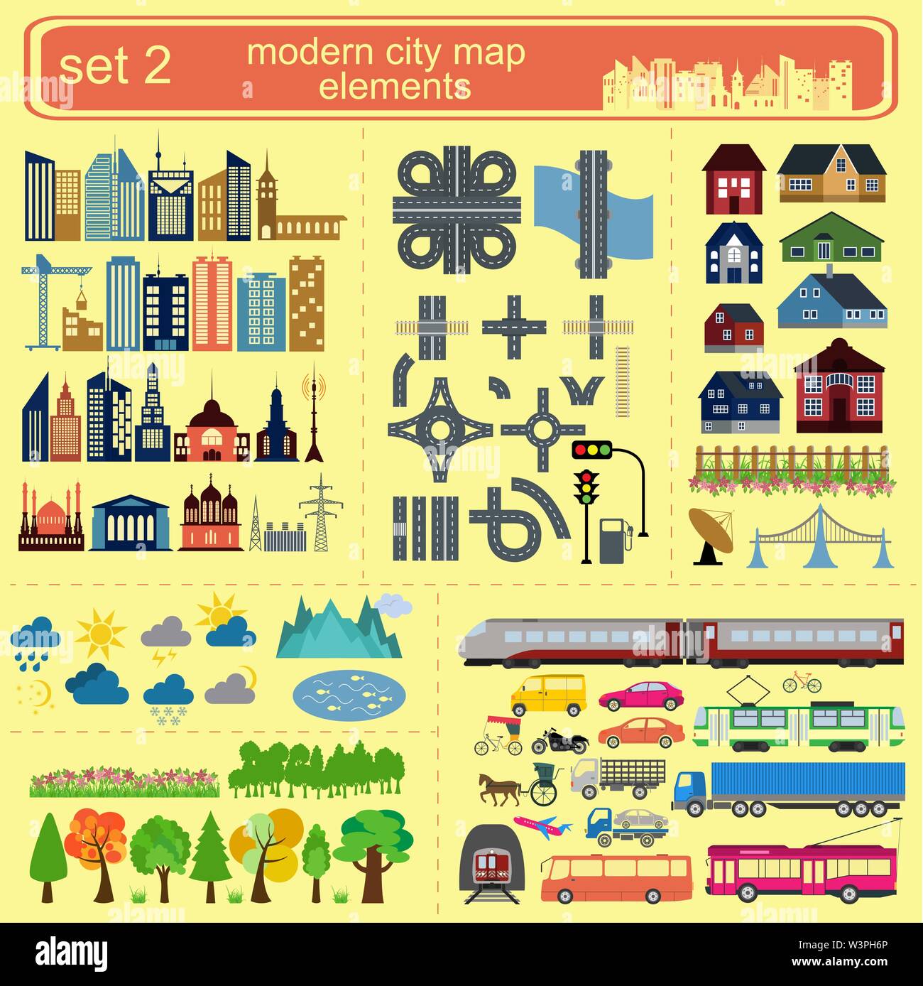 Modern City Map Elements For Generating Your Own Infographics Maps modern-city-map-elements-for-generating-your-own-infographics-maps