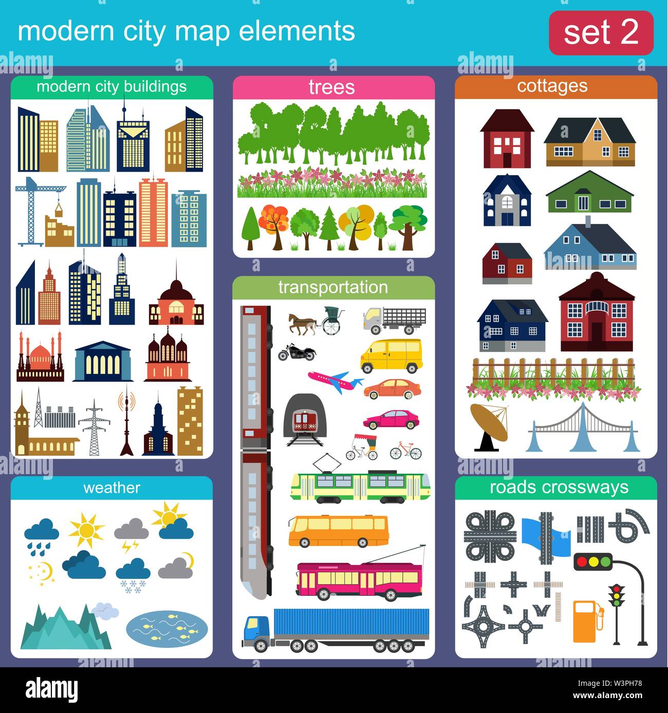 Modern city map elements for generating your own infographics, maps ...