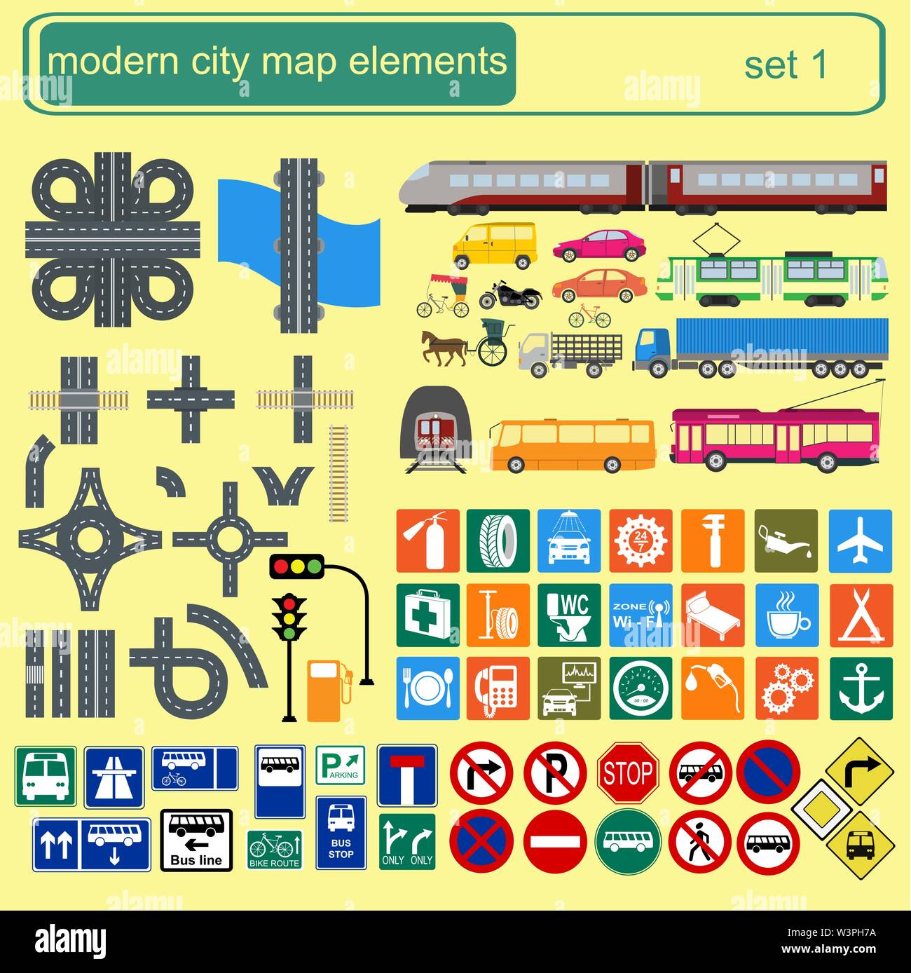 Modern city map elements for generating your own infographics, maps ...