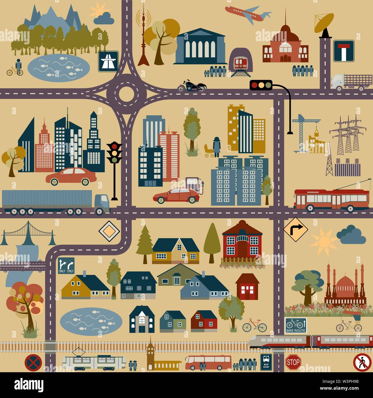 Modern city map elements for generating your own infographics, maps ...