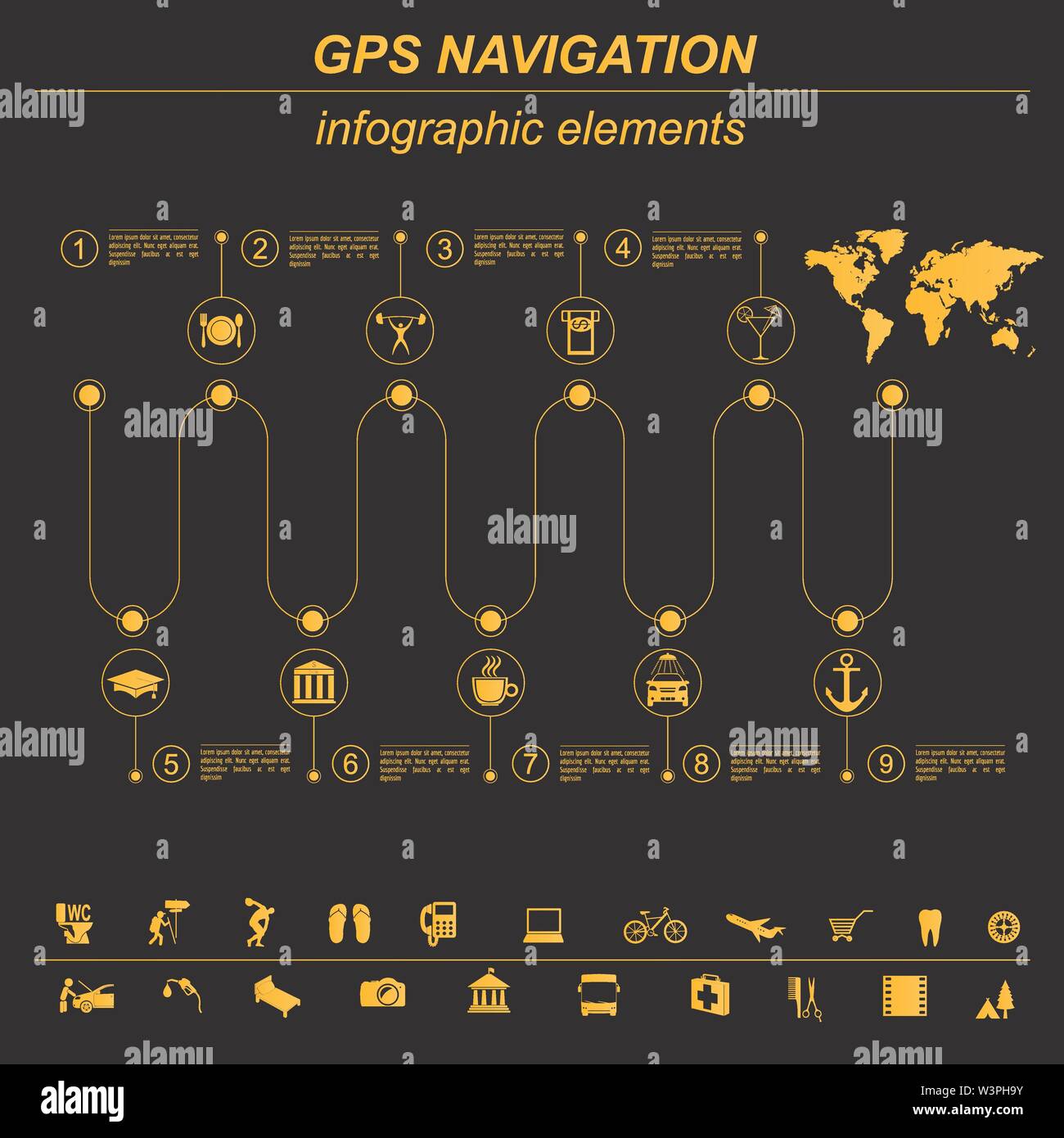 Global Positioning System, navigation. Infographic template. Vector illustration Stock Vector ...