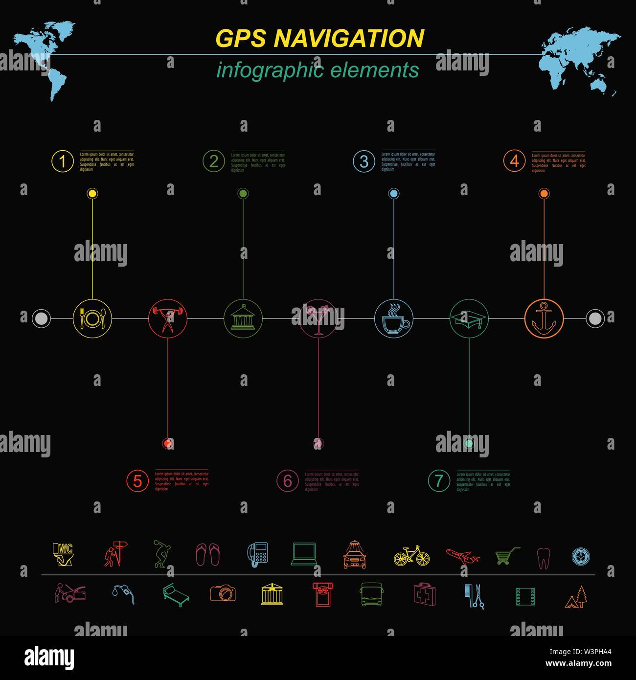 Global Positioning System Navigation Infographic Template Vector