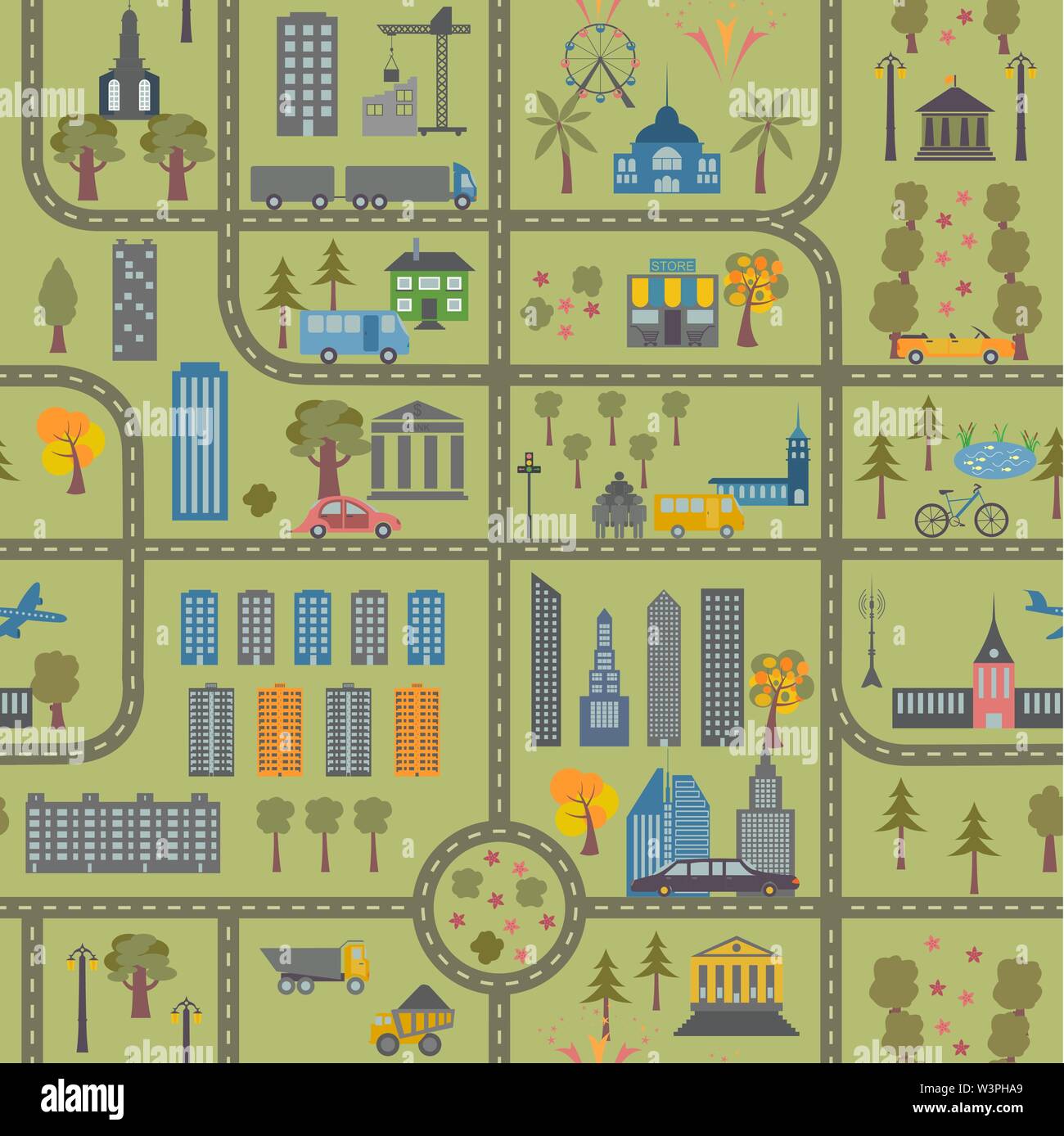 City map seamless pattern. Vector illustration Stock Vector Image & Art ...