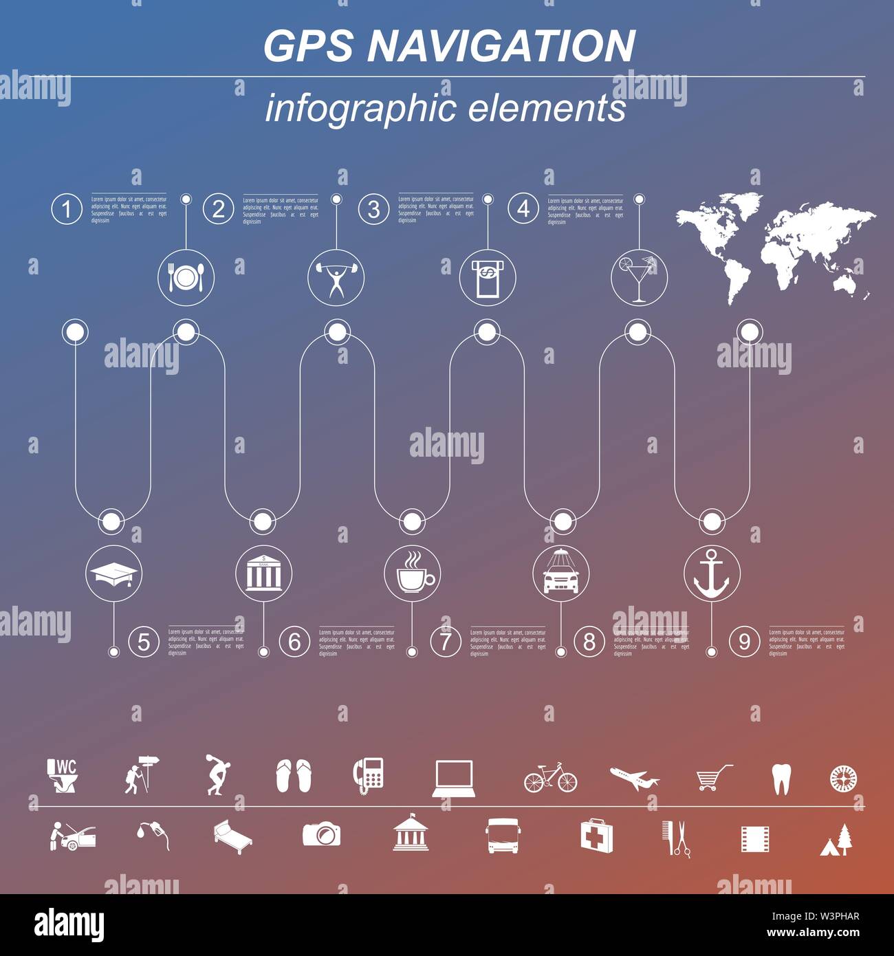 Global Positioning System, navigation. Infographic template. Vector ...