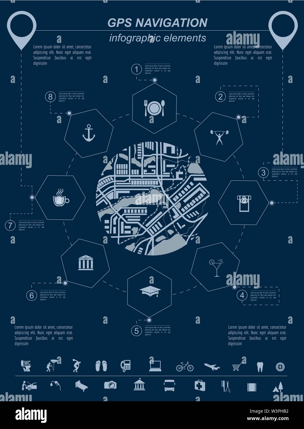 Global Positioning System Navigation Infographic Template Vector