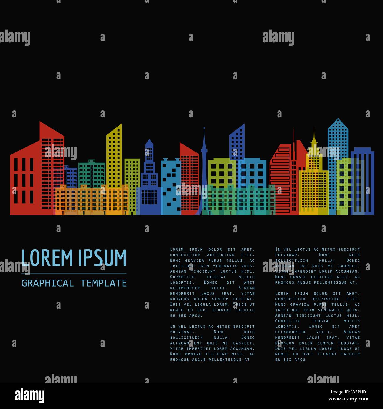 Cityscape graphic template. Modern city architecture. Vector ...
