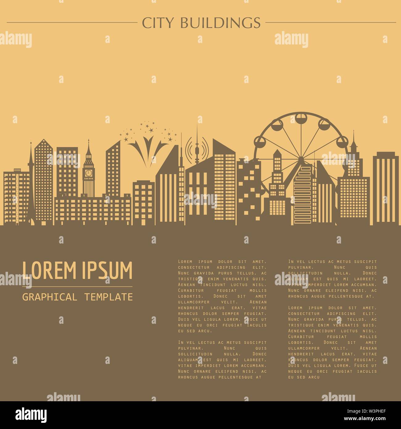 Cityscape graphic template. Modern city architecture. Vector ...