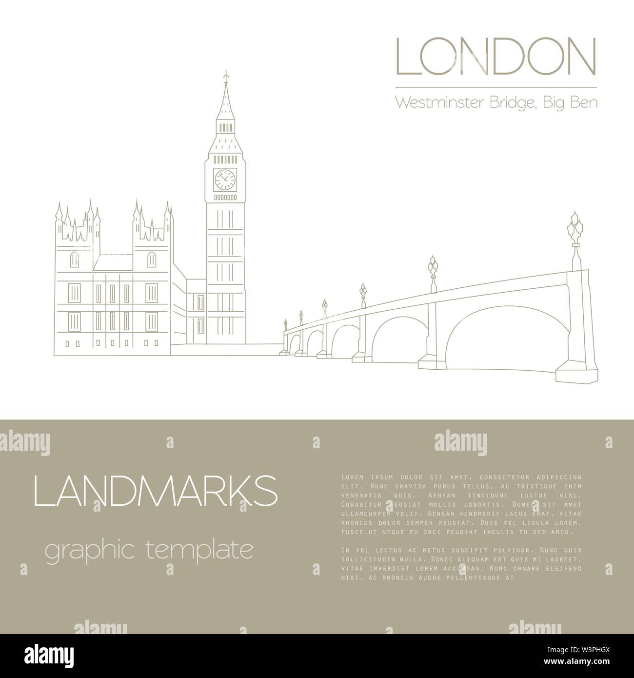 World landmarks. London. United Kingdom.Westminster Abbey, the Bridge, Big Ben. Graphic template ...