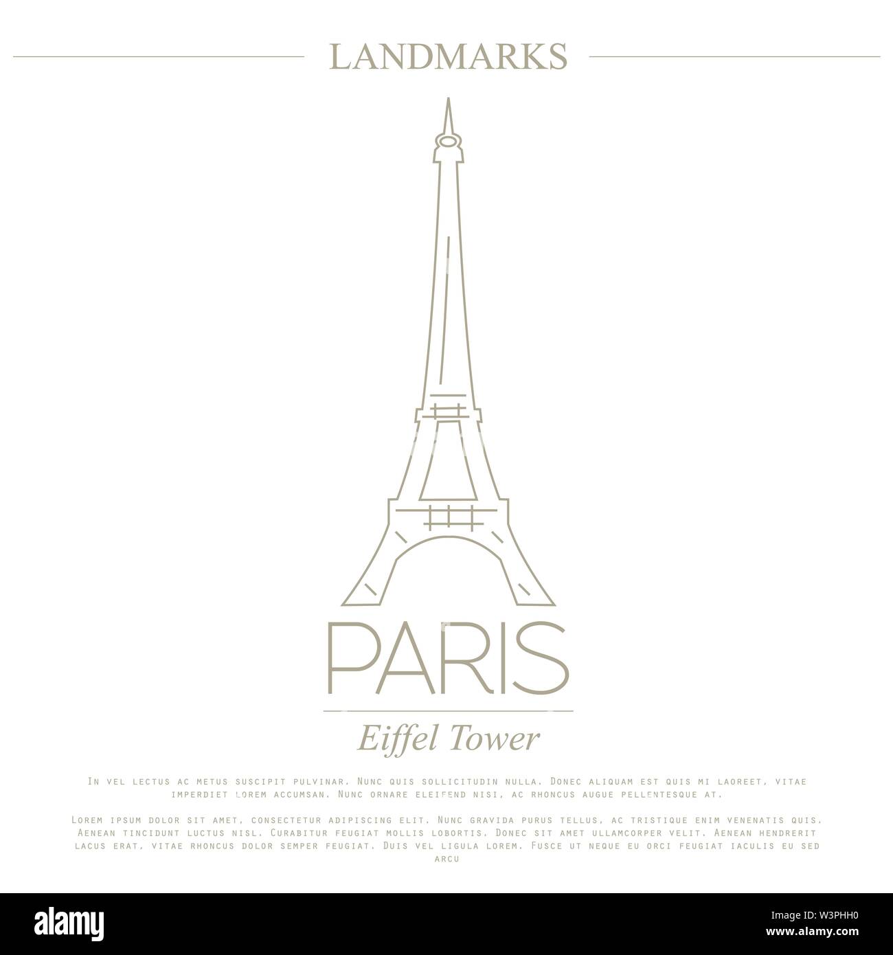 World landmarks. Paris. France. Eiffel tower. Graphic template. Logos ...