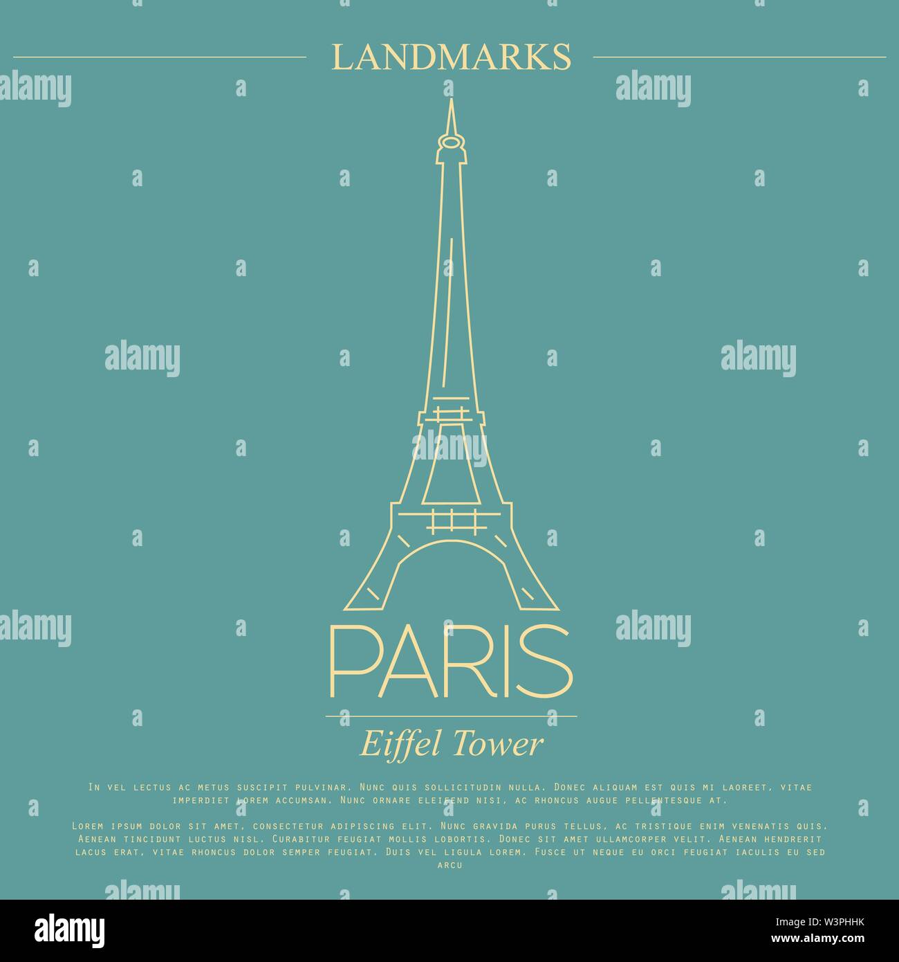World landmarks. Paris. France. Eiffel tower. Graphic template. Logos ...