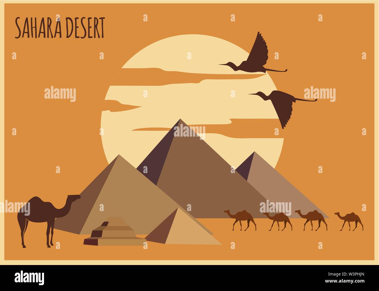 Sahara desert graphic template. Vector illustration Stock Vector Image ...