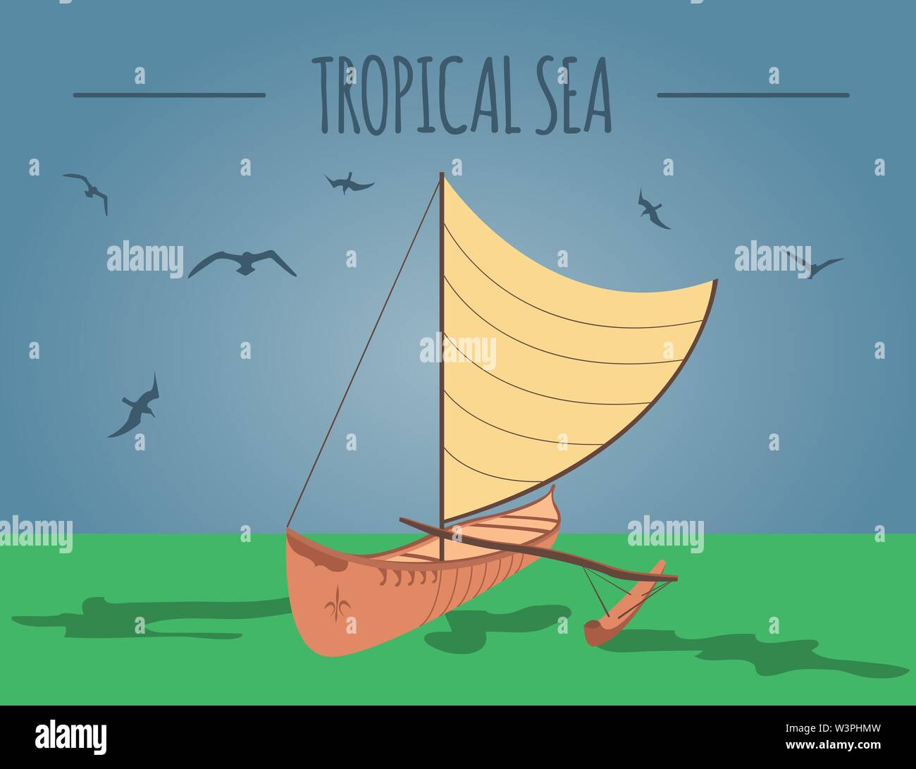 Tropical sea graphic template. Vector illustration Stock Vector Image ...