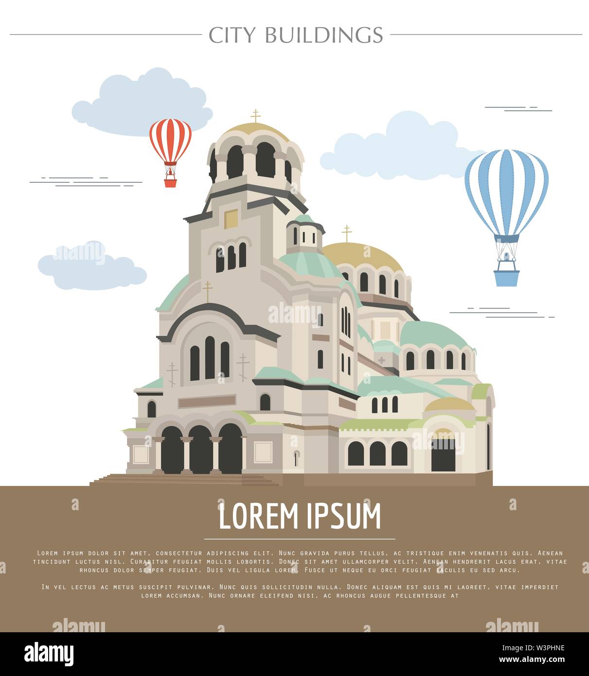 City buildings graphic template. Bulgaria. Sofia. Vector illustration ...