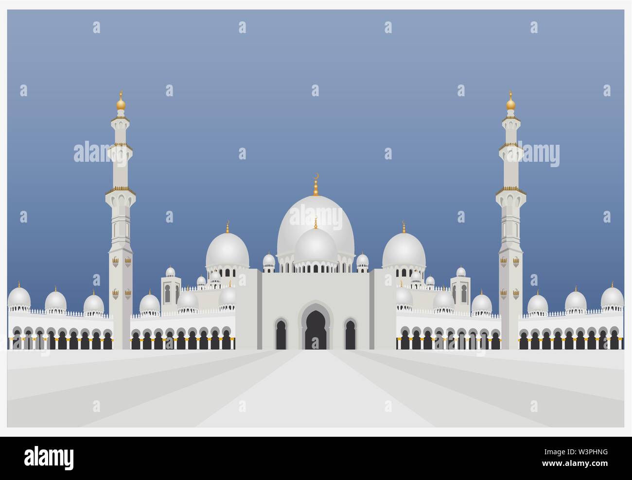 City buildings graphic template. UAE mosque. Vector illustration Stock ...