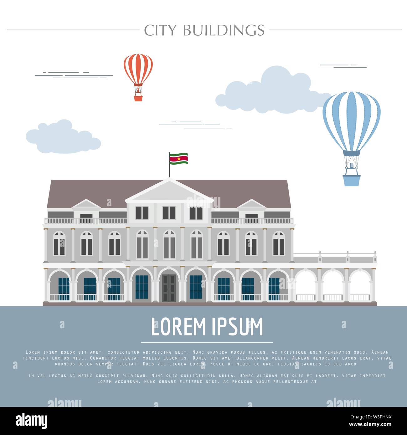 City buildings graphic template. Suriname. Vector illustration Stock ...