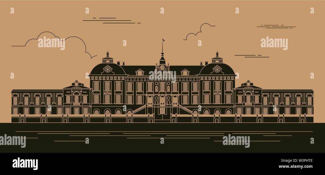 City buildings graphic template. Royal Palace Stockholm. Vector ...